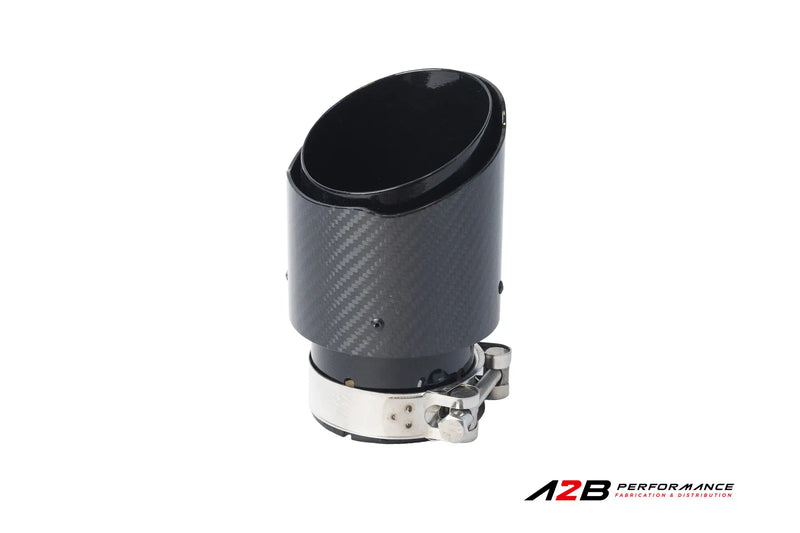 Exhaust Tips | Single Forged Carbon Clear Angle Cut 2.5"ID 4''OUT — A2B Performance